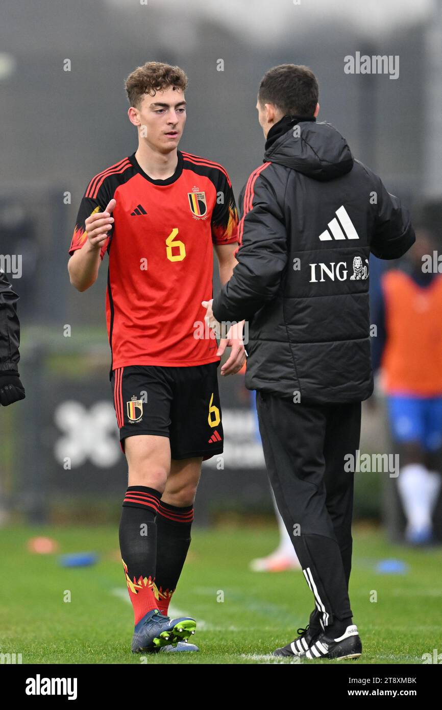 Tubize, Belgium. 21st Nov, 2023. Mathias Delorge (6) of Belgium and ...