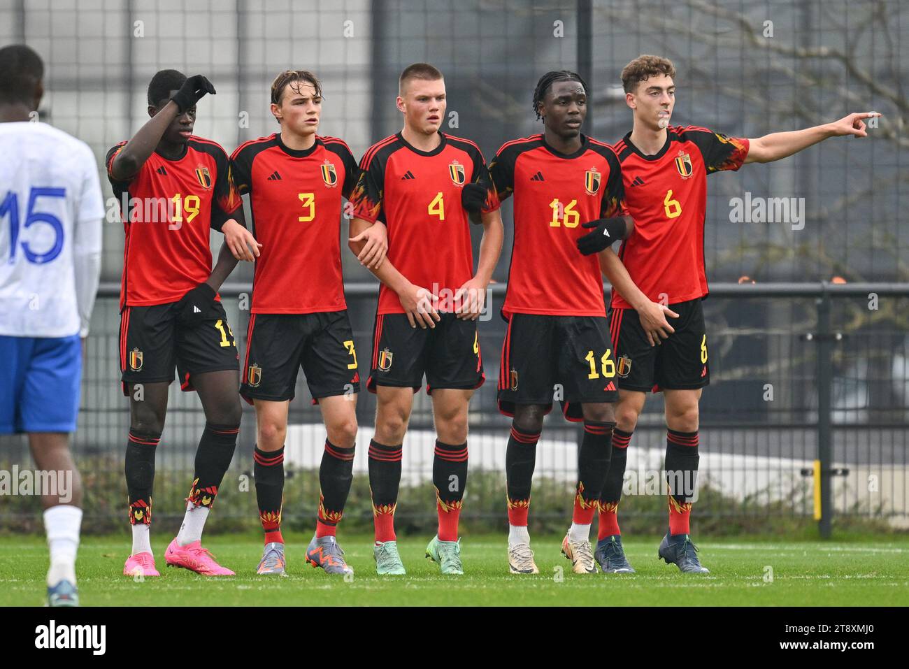 Sekou Diawara (19) of Belgium, Matte Smets (3) of Belgium, Bram Lagae ...