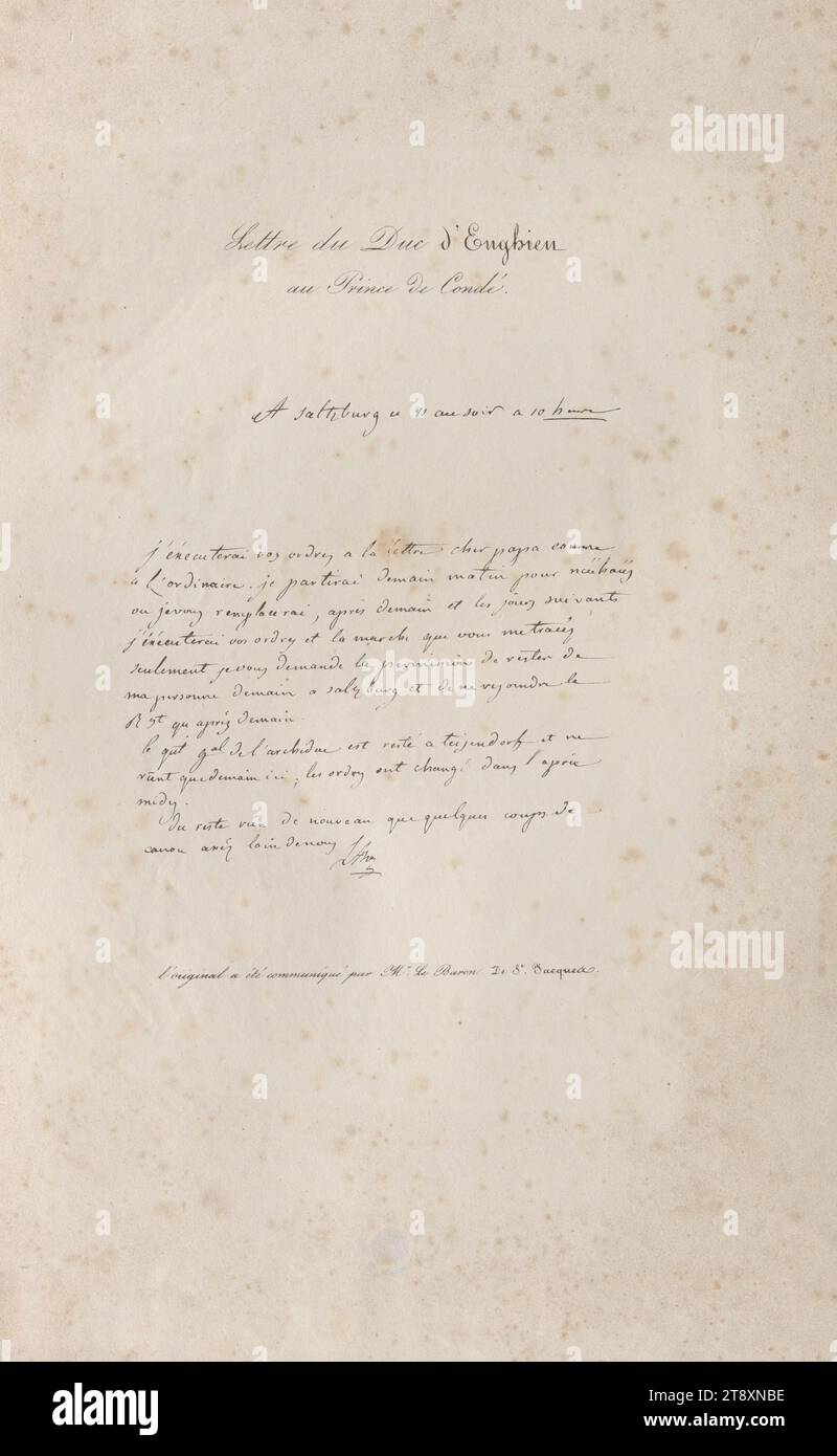 Lettre du Duc d' Enghien au Prince de Condé', Unknown, Date around 1800 ...