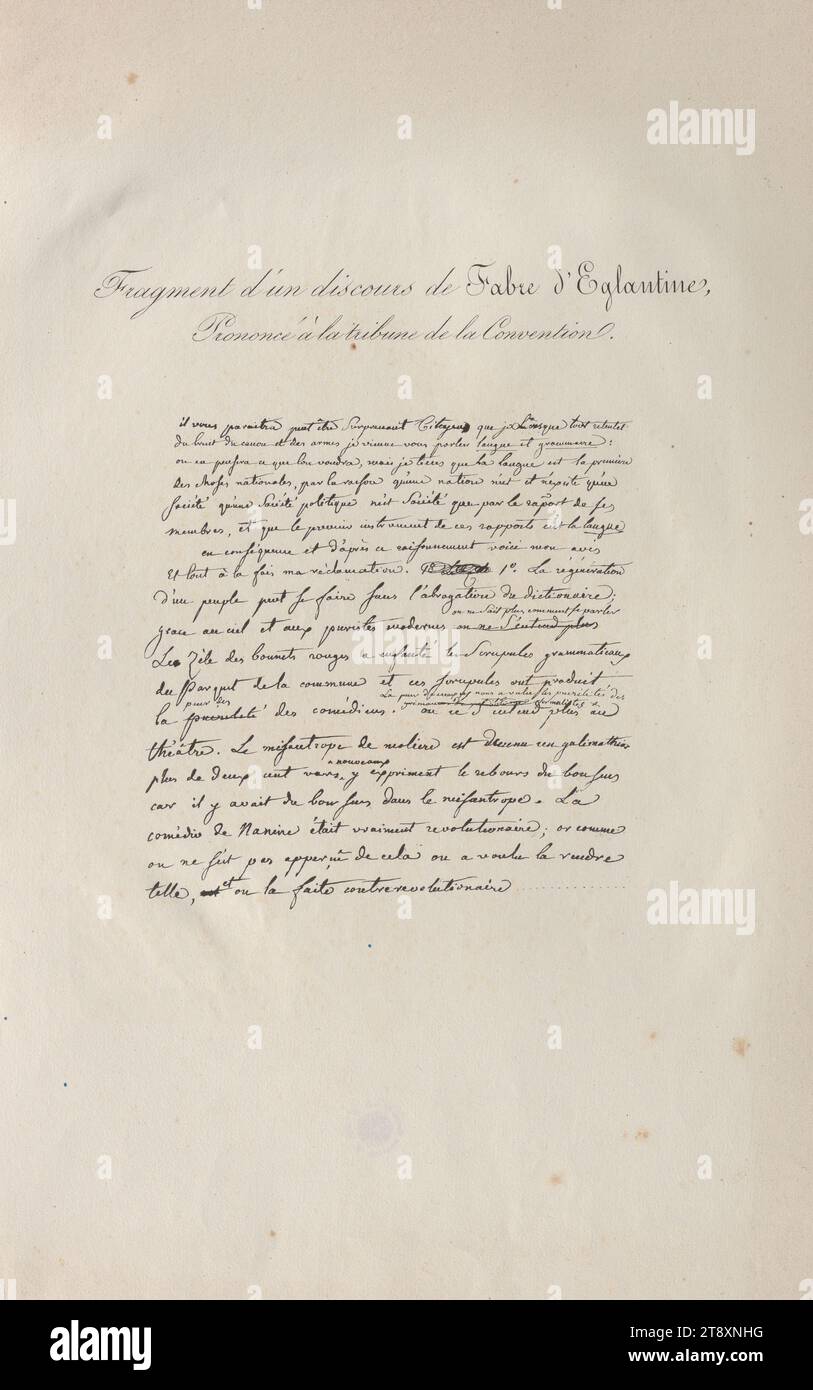 Fragment d'un discours de Fabre d'Eglantine, Prononcé à la tribune de ...