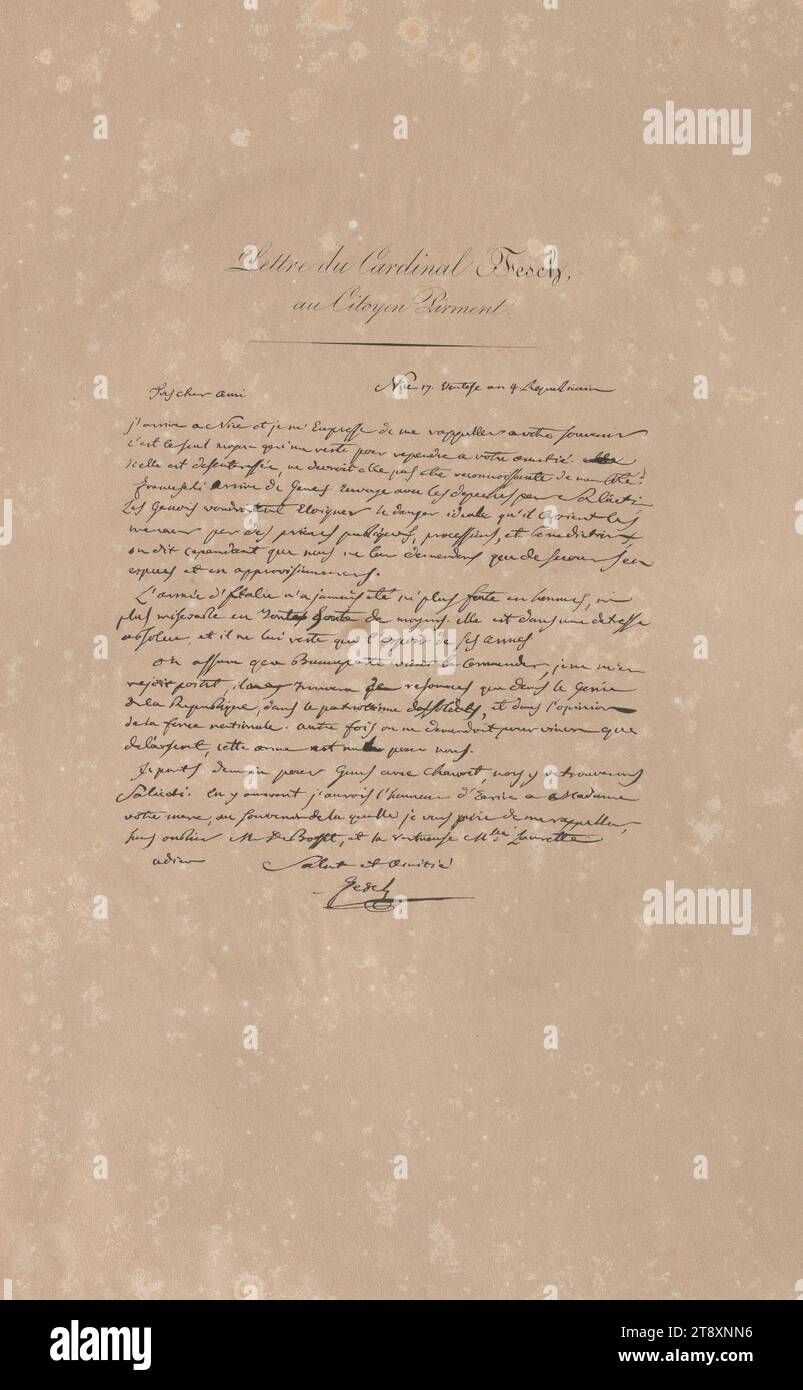 Lettre du cardinal fesch au citoyen pirment hi-res stock photography ...