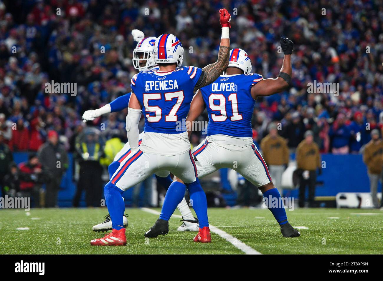 Buffalo Bills defensive tackle Ed Oliver (91) and defensive end A.J ...