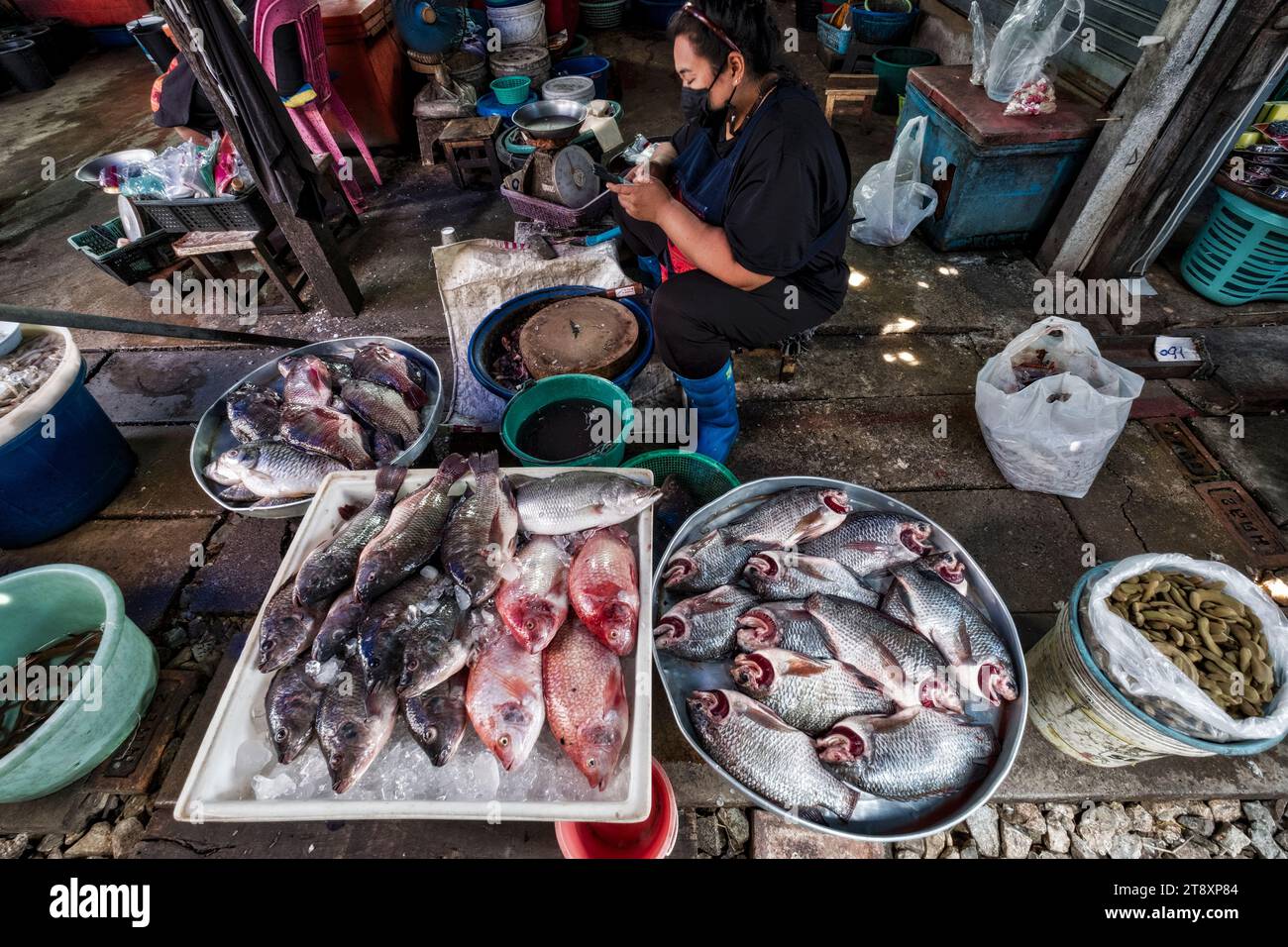 Mae Klong Railway Market (Hoop Rom Market), Thailand, Asia Stock Photo ...