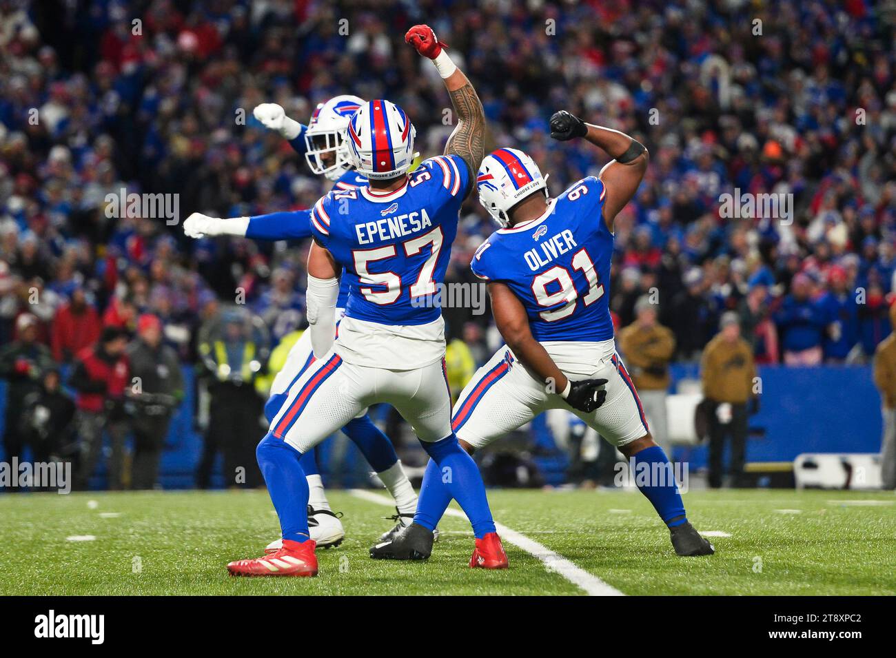 Buffalo Bills defensive tackle Ed Oliver (91) and defensive end A.J ...