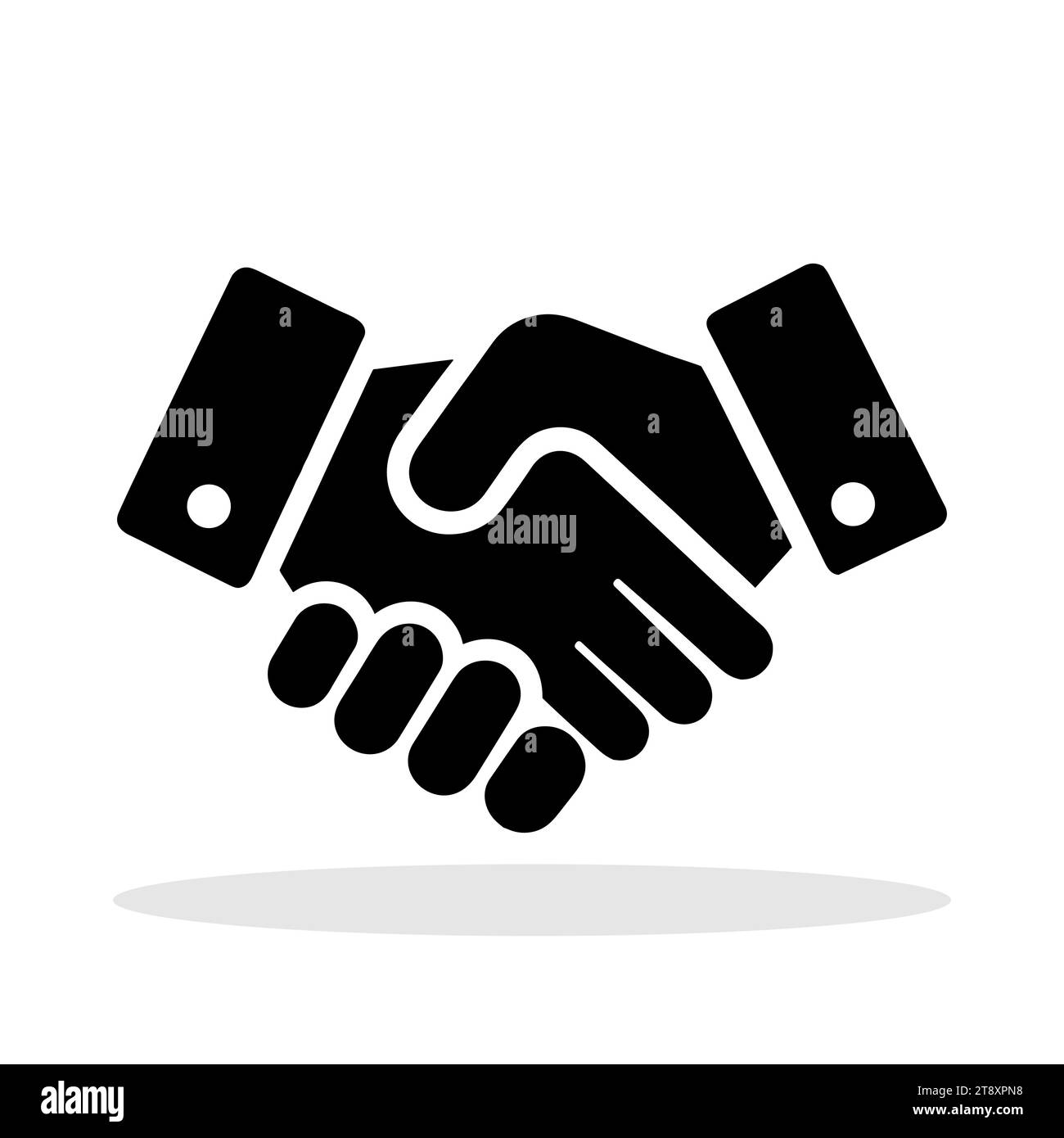 Handshake icon. Black silhouette of handshake isolated on a white ...