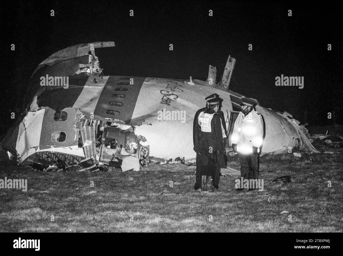 December 21st 1988 Lockerbie Distaster. Pan Am Flight 103. The remains of the forward section ...