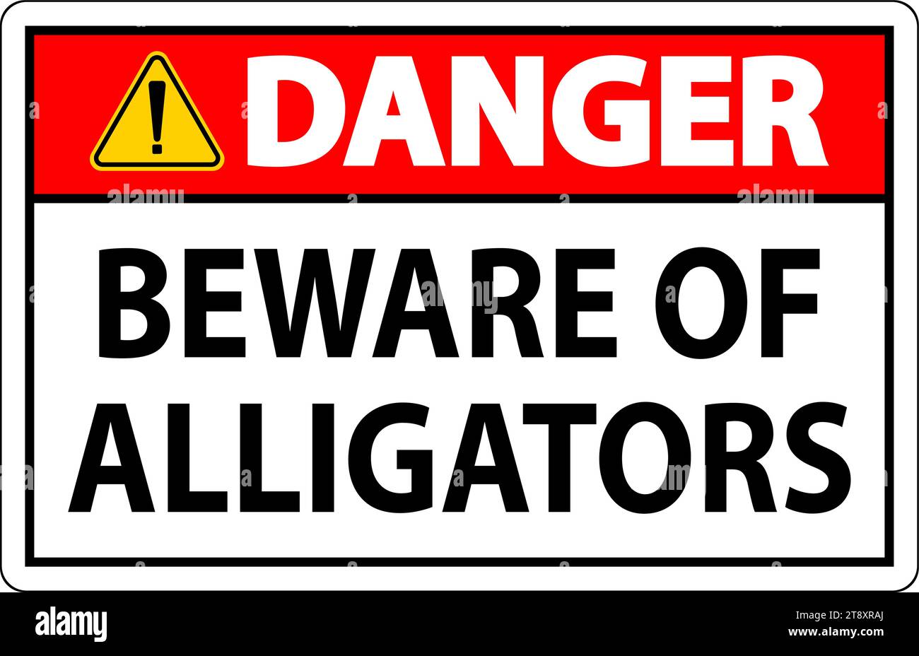 Danger Sign Beware Of Alligators Stock Vector Image & Art - Alamy