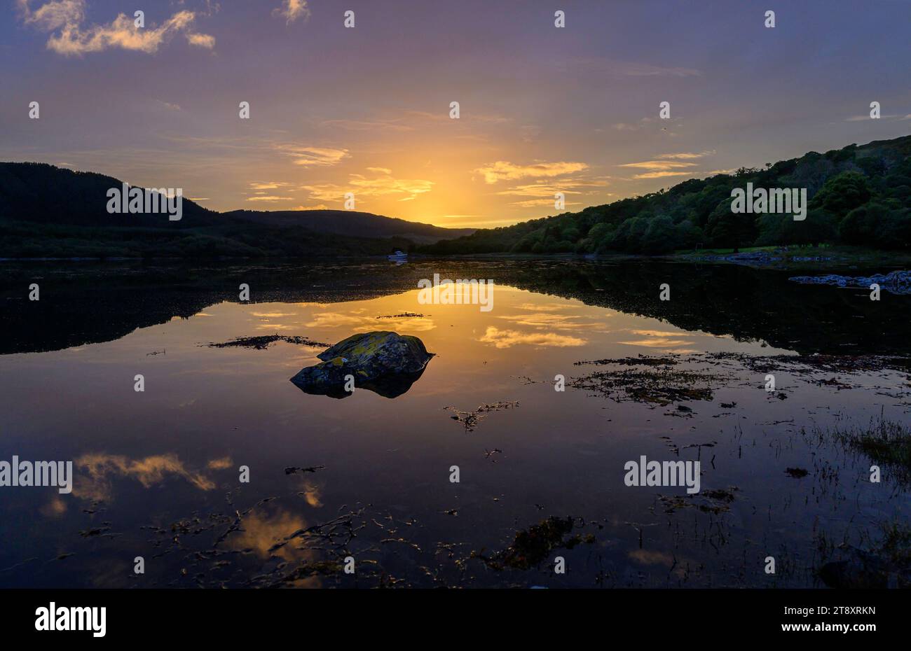 Sunset over Loch Teacuis, Morvern, West Coast Scotland Stock Photo - Alamy