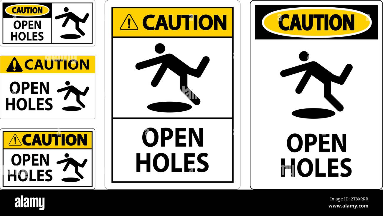 Caution Sign Open Holes Stock Vector Image & Art - Alamy