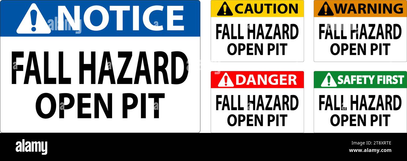 Caution Sign Fall Hazard - Open Pit Stock Vector Image & Art - Alamy