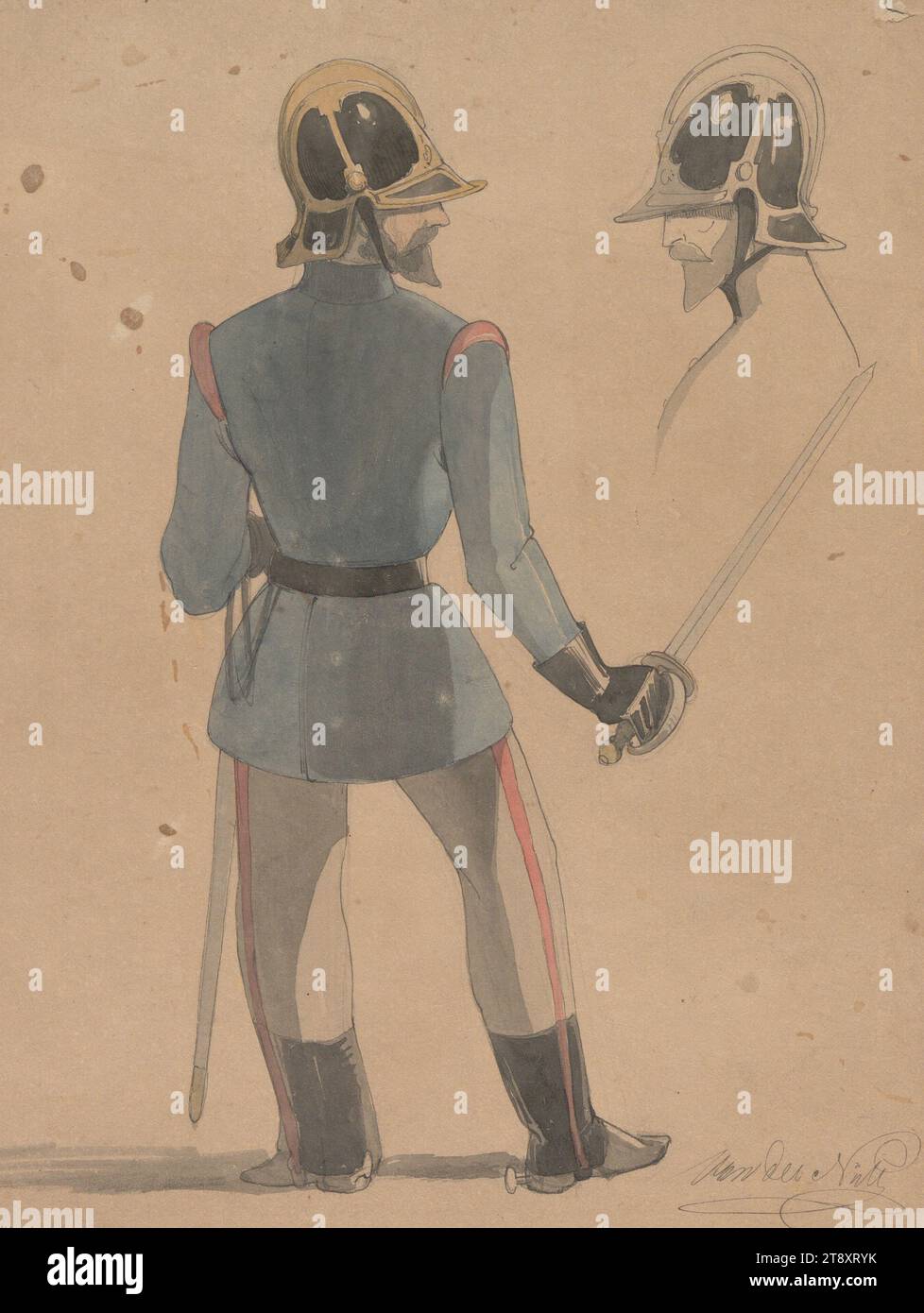 Uniform project for the National Guard 1848: Cavalryman, Eduard van der ...