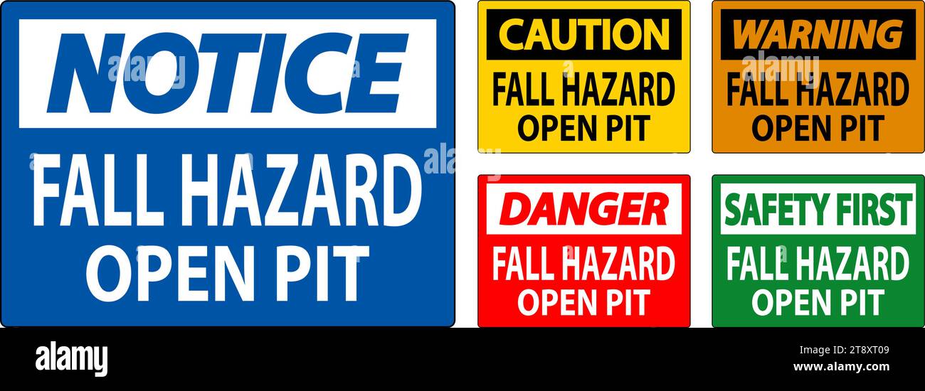 Caution Sign Fall Hazard - Open Pit Stock Vector Image & Art - Alamy