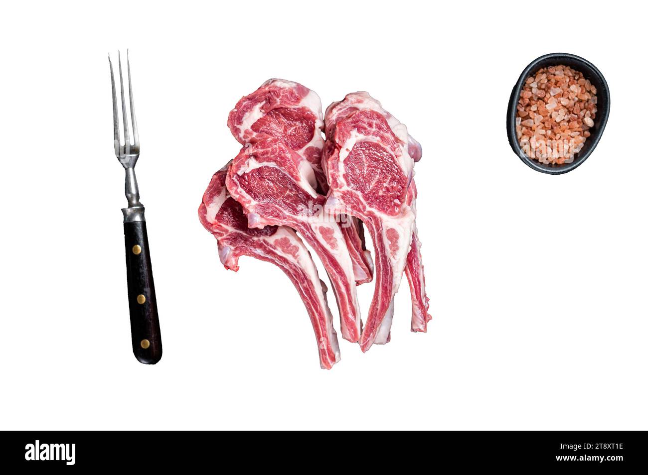 Uncooked lamb mutton chops, raw meat steaks. Isolated, white background ...