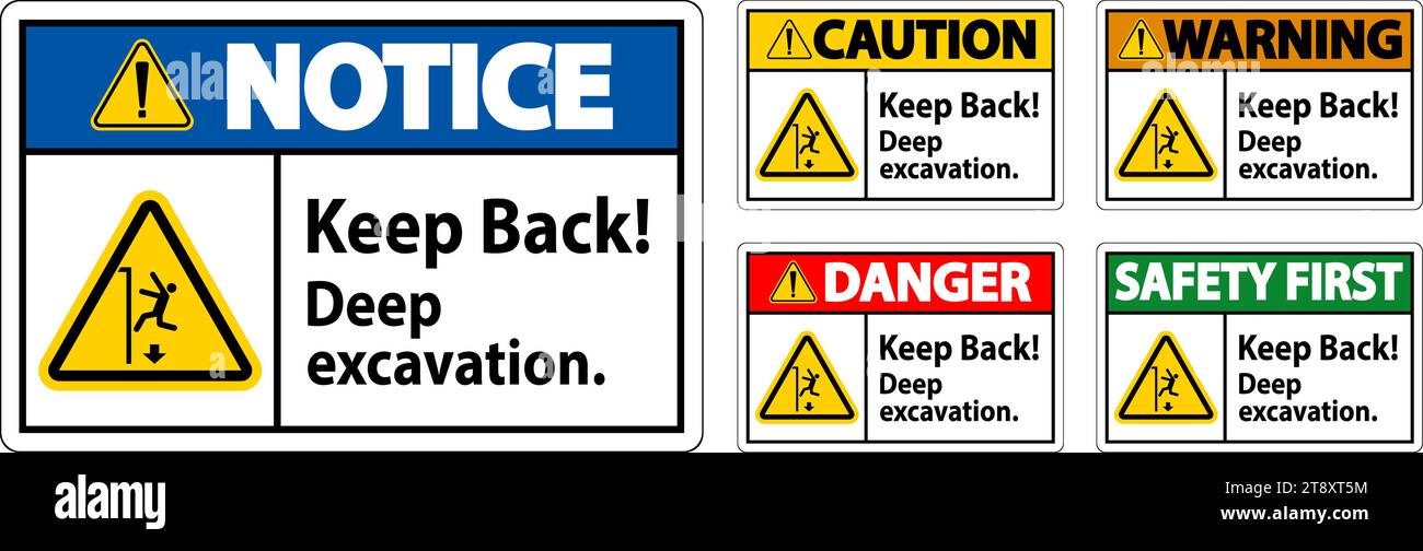 Danger Sign Keep Back Deep Excavation Stock Vector Image & Art - Alamy