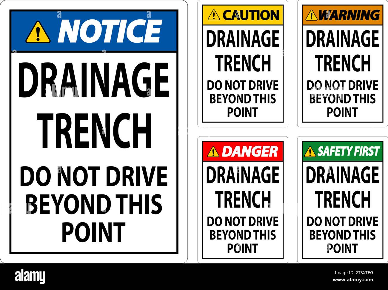 Caution Sign Drainage Trench - Do Not Drive Beyond This Point Stock ...