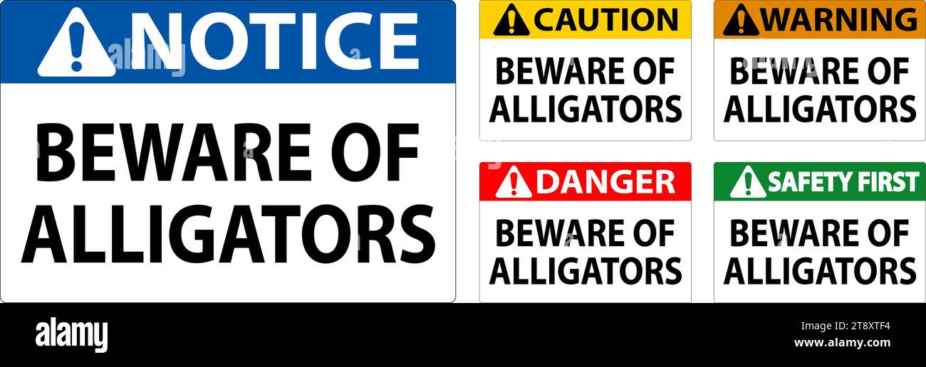 Danger Sign Beware Of Alligators Stock Vector Image & Art - Alamy