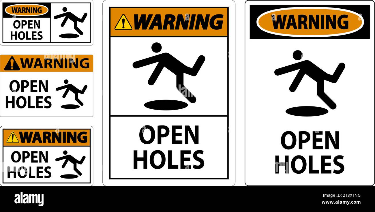 Warning Sign Open Holes Stock Vector Image & Art - Alamy
