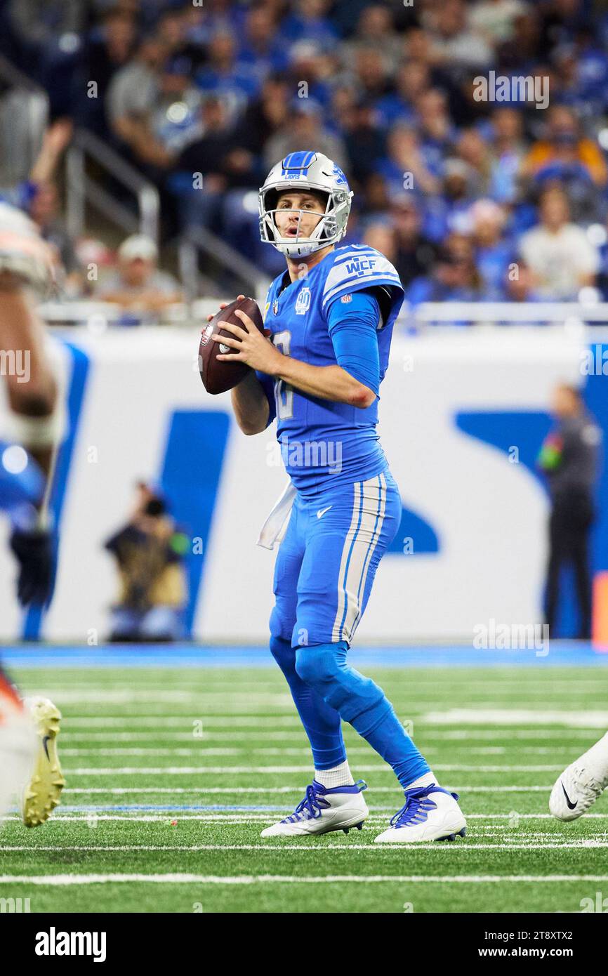 during an NFL football game at Ford Field in Detroit, Sunday, Nov. 19 ...