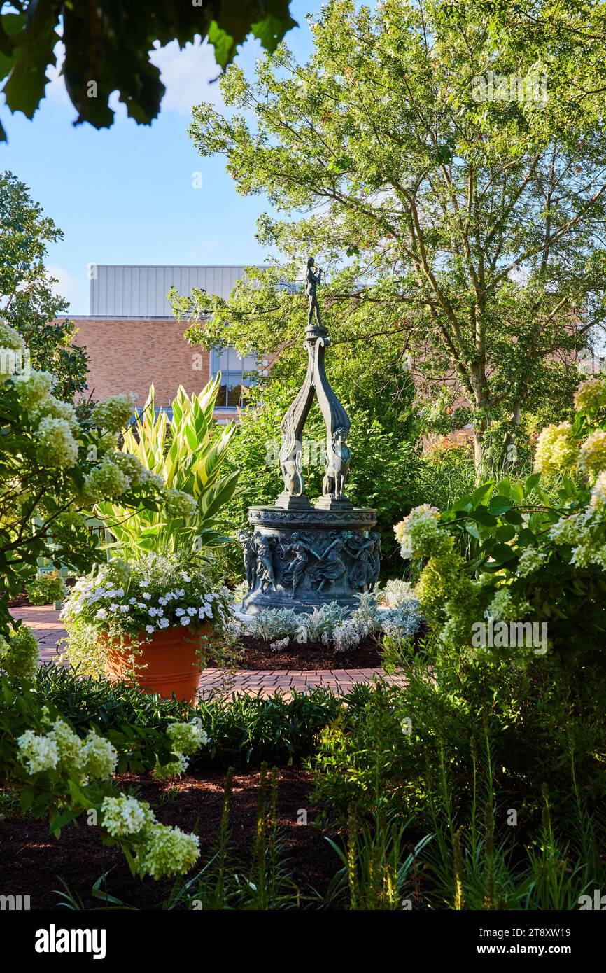 Minnetrista Museum and Gardens sunny green statue surrounded by garden ...