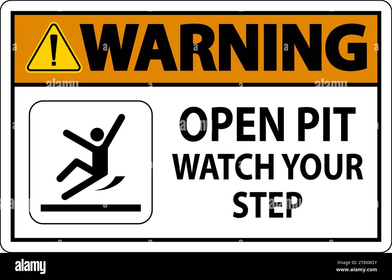 Warning Sign Open Pit, Watch Your Step Stock Vector Image & Art - Alamy