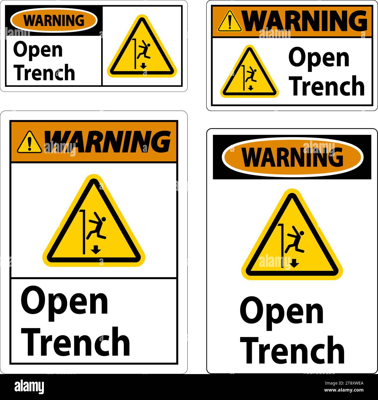 Warning Sign Open Trench Stock Vector Image & Art - Alamy