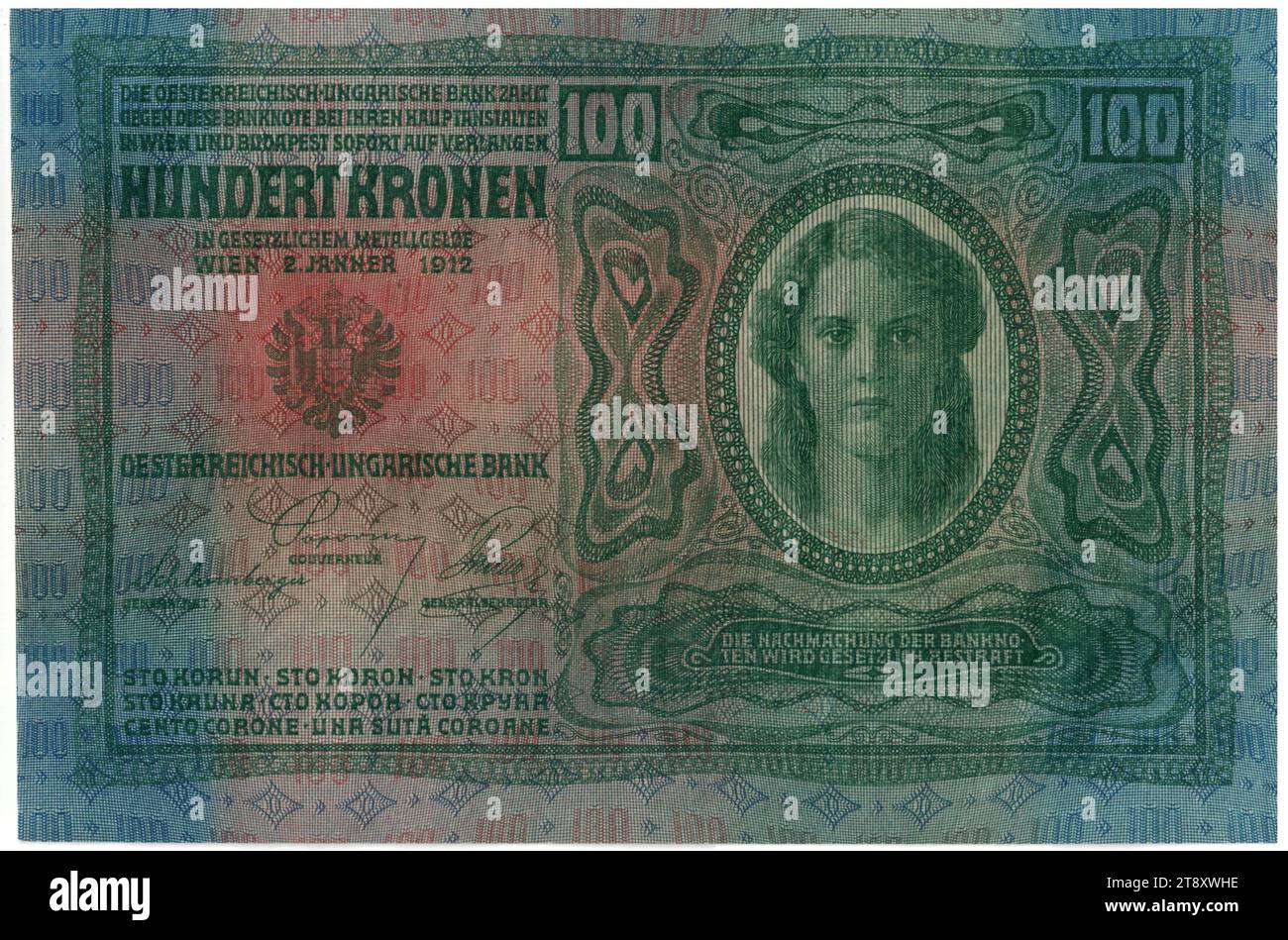 Banknote, 100 Crowns, Austrian-Hungarian Bank, mint authority, Josef ...