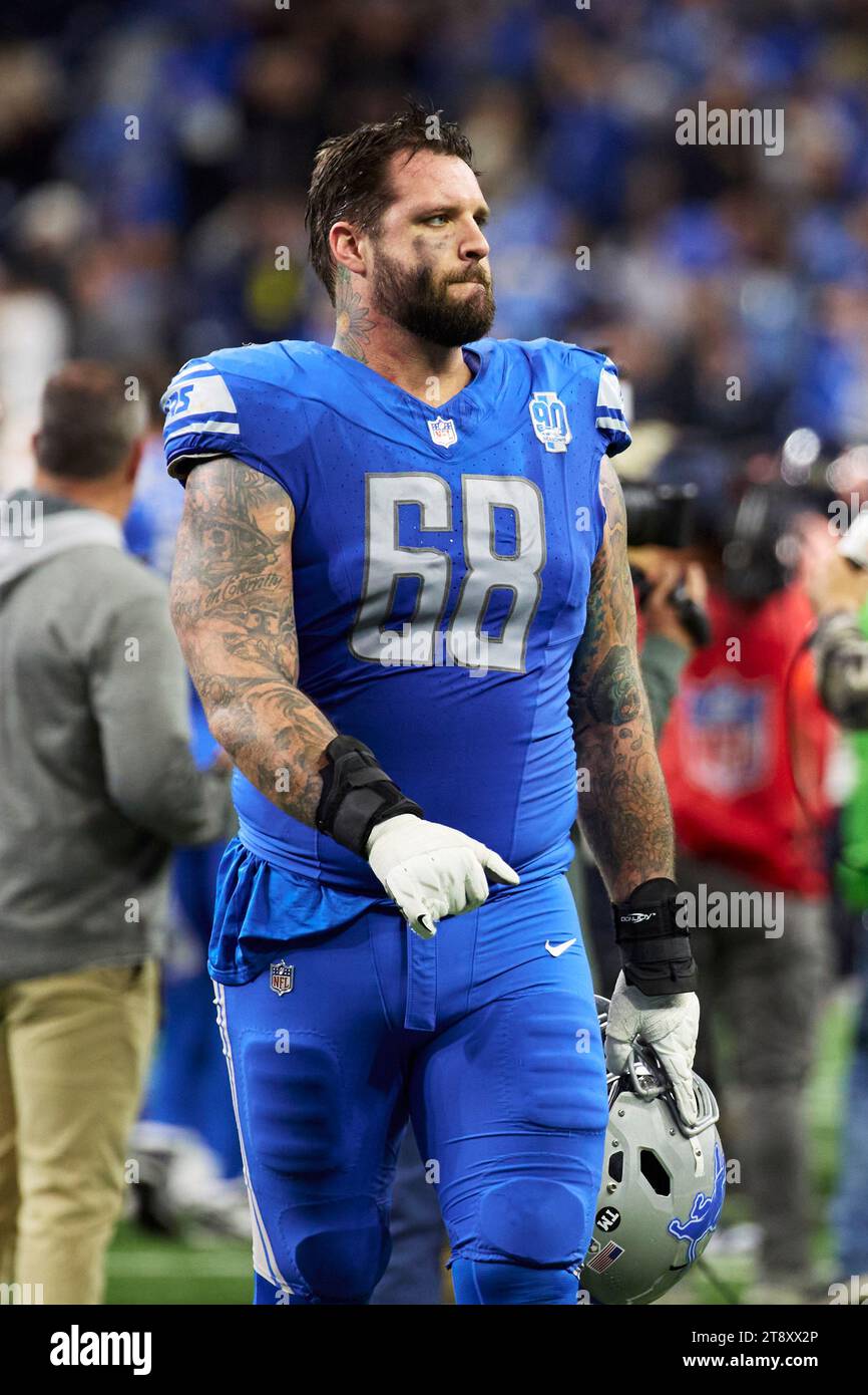 Detroit Lions offensive tackle Taylor Decker (68) walks off the field ...