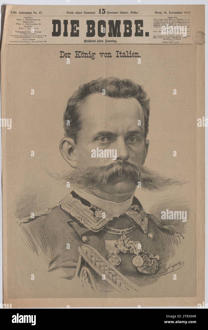 The King of Italy.', Ignaz Eigner (1854-1922), Artist, 1878, paper ...