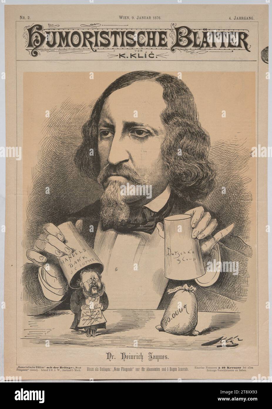 Dr. Heinrich Jaques.', Karl Klic (1841-1926), caricaturist, 1876, paper ...