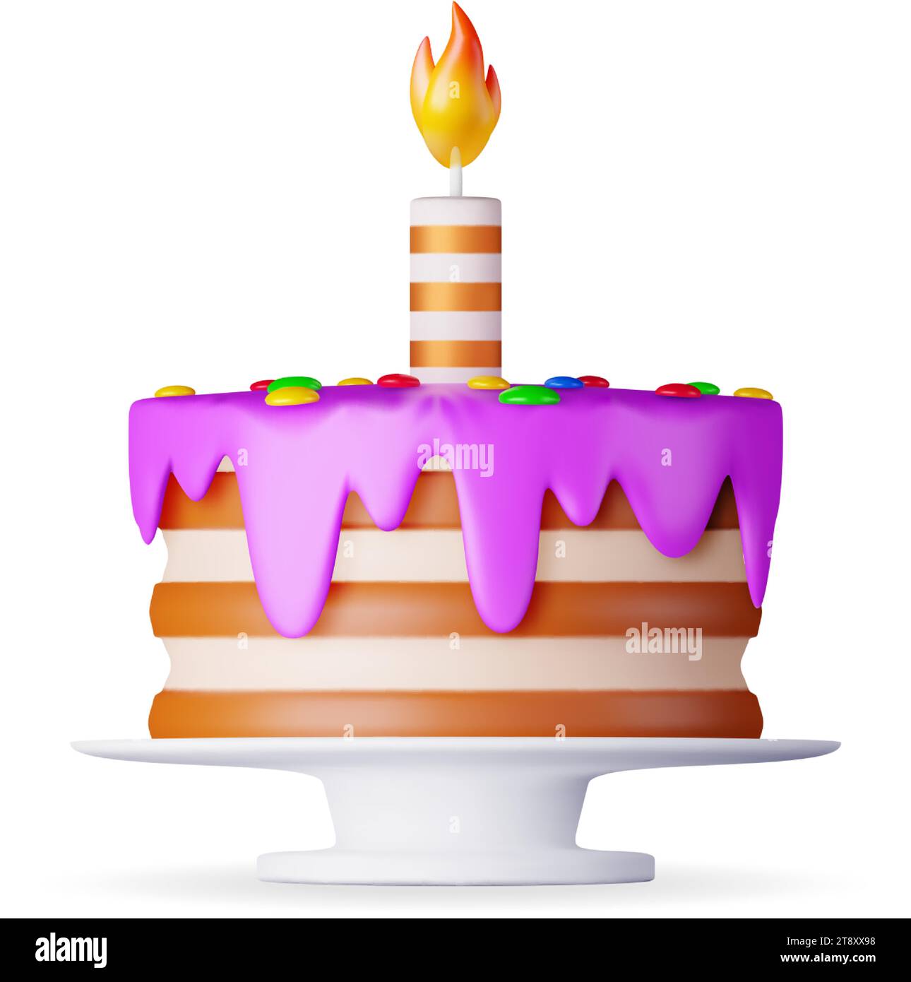 Festive cake one candle Stock Vector Images - Alamy