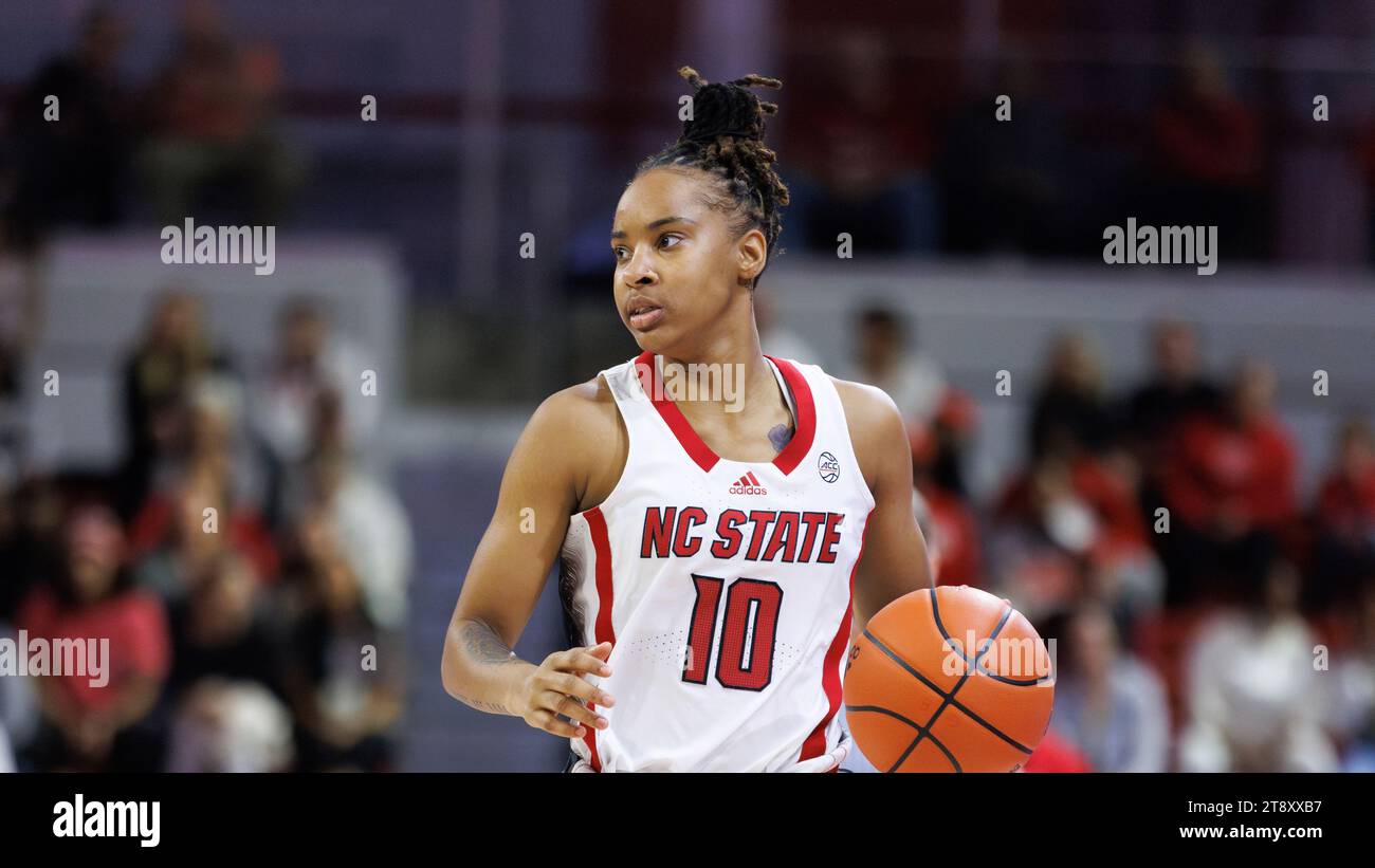 North Carolina State's Aziaha James (10) handles the ball during an ...
