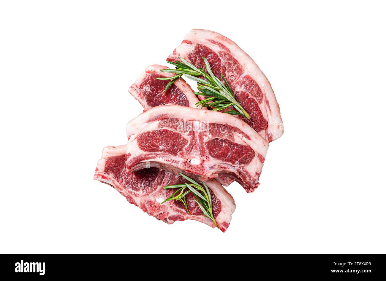 Raw fresh saddle of lamb mutton with herbs and spices on butcher board ...