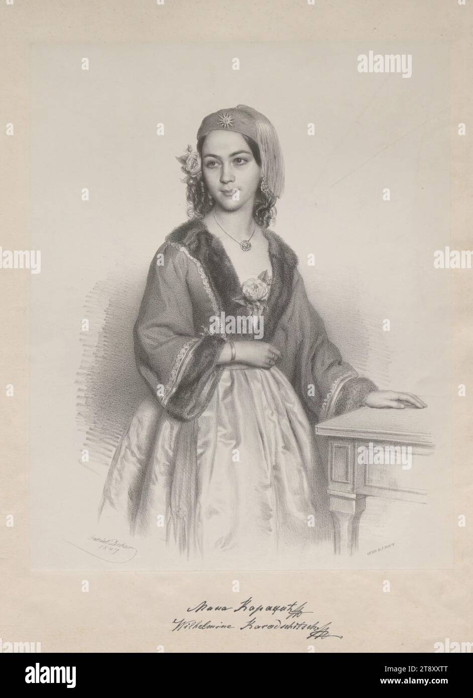 Wilhelmine Karadschitsch.', Gabriel Decker (1821-1855), Artist, Johann ...