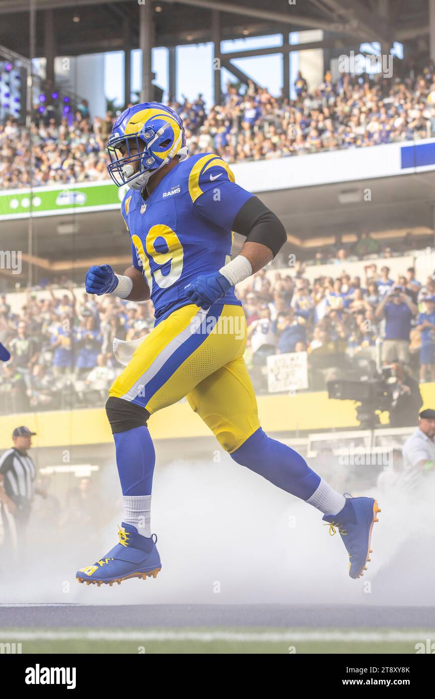 Los Angeles Rams defensive tackle Aaron Donald (99) enters the field ...