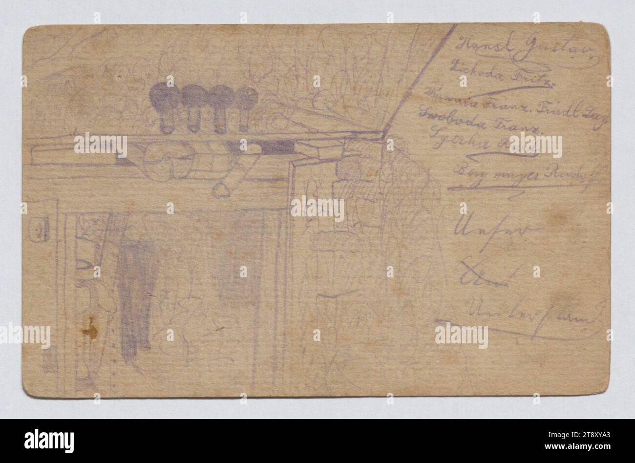 Handwritten war postcard with drawing, 19. VIII. 1918 (postmark ...