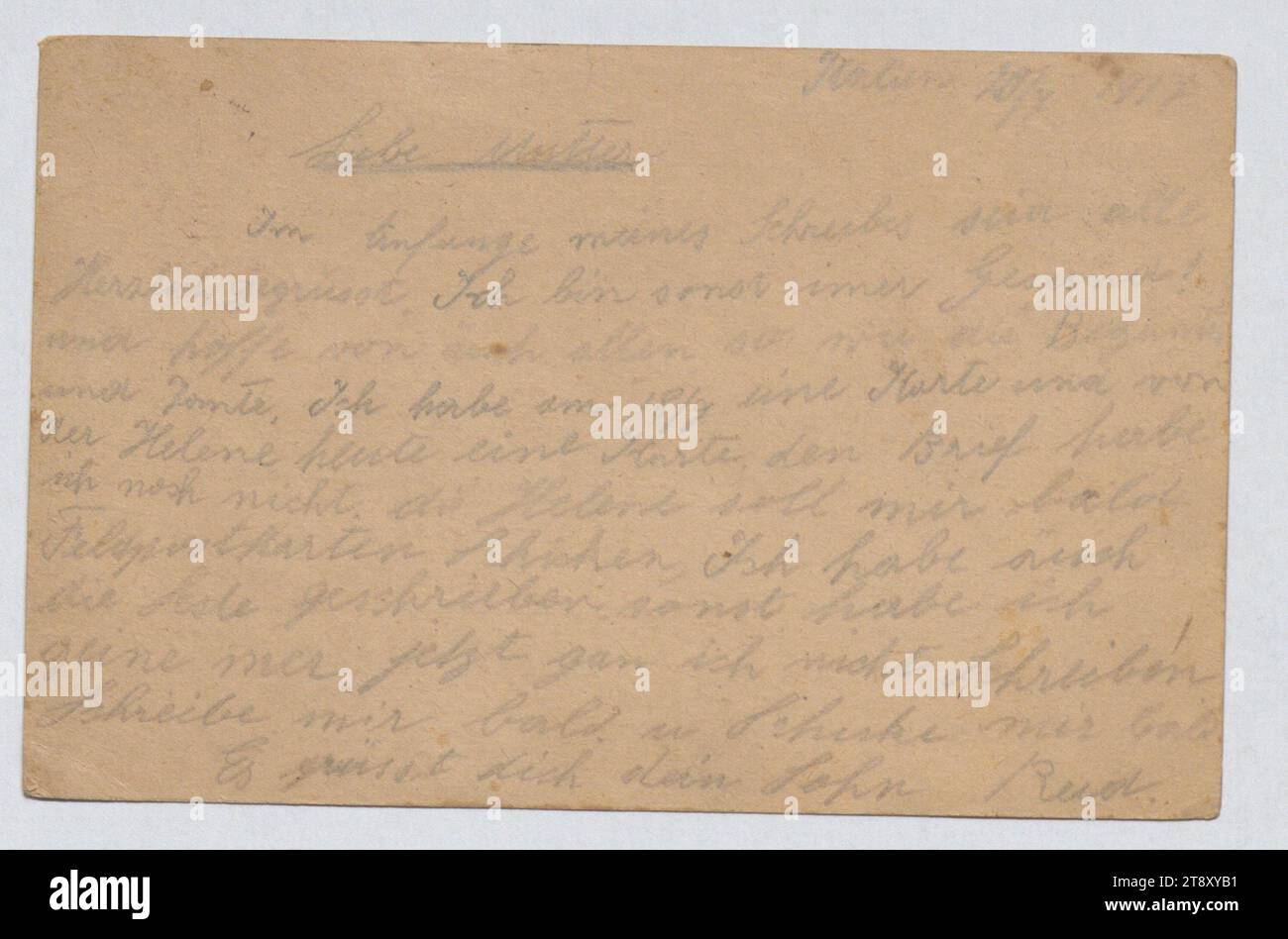 Handwritten war postcard hi-res stock photography and images - Alamy