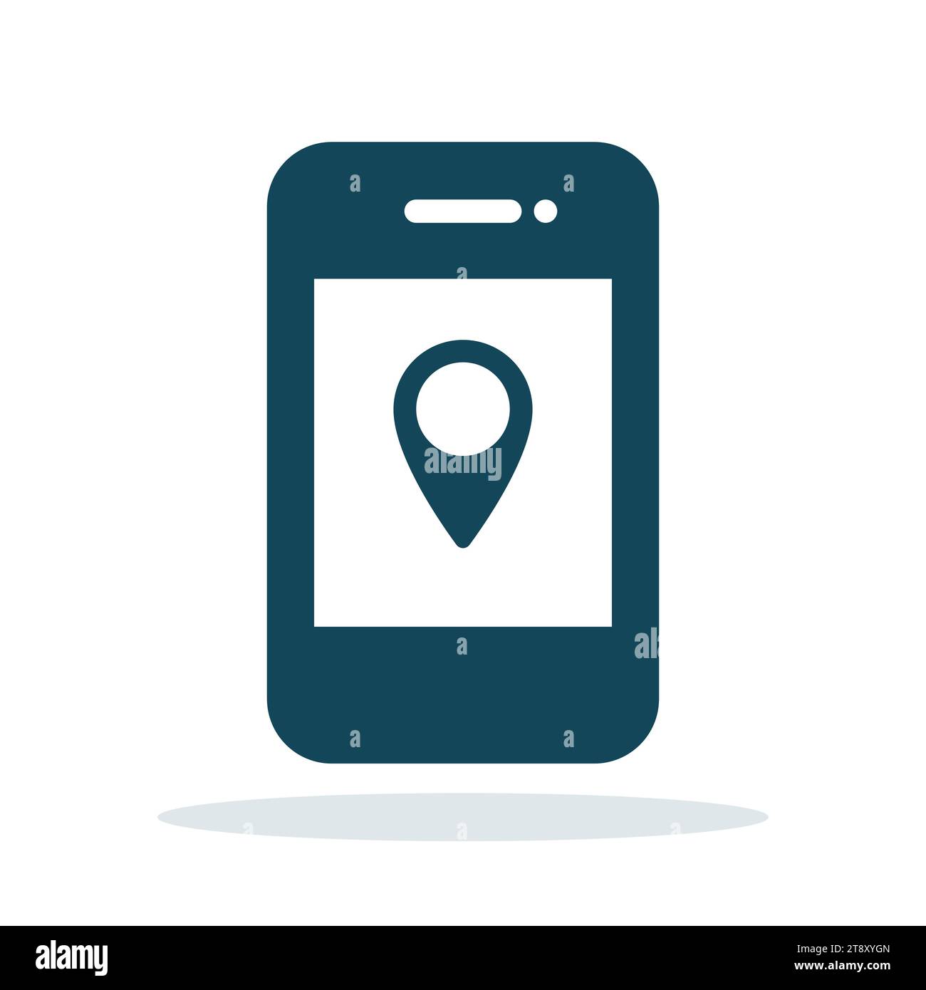 Phone icon with map point symbol. Black gps smartphone icon. Map pin ...