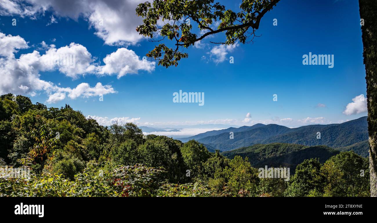 Bright clouds highlight the view from the Webb Overlook on the Blue ...