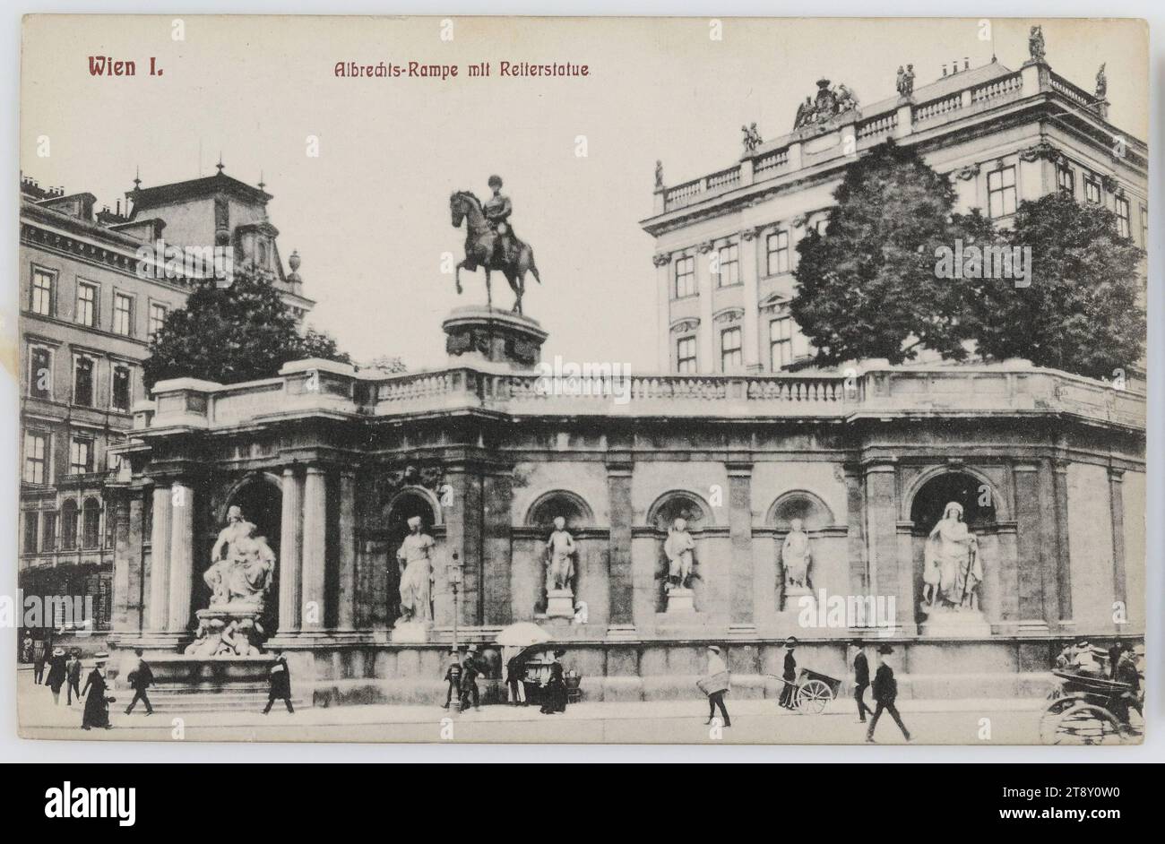 Vienna I., Albrecht ramp with equestrian statue, Unknown, 1913 ...
