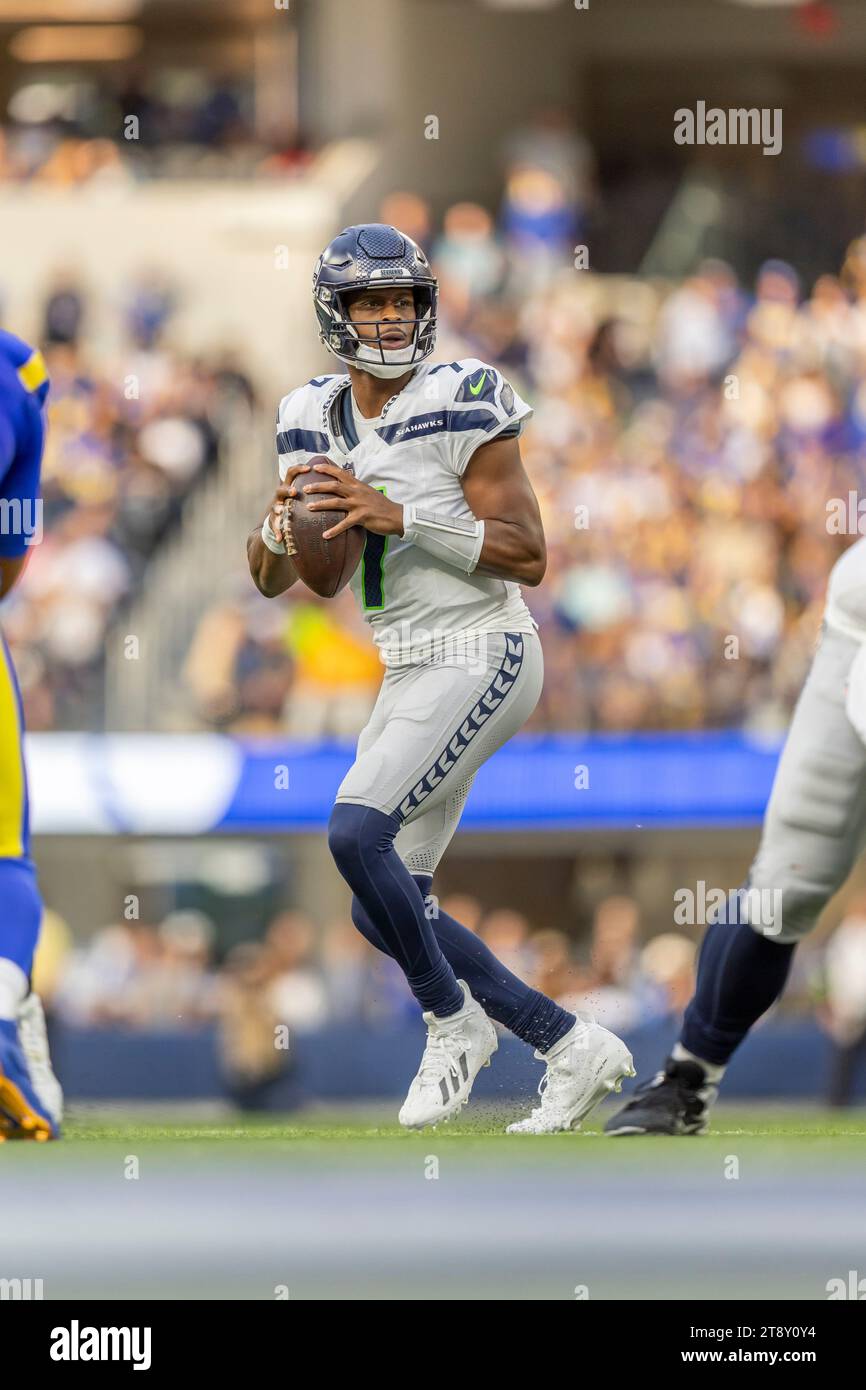 Seattle Seahawks quarterback Geno Smith (7) drops back to pass against ...