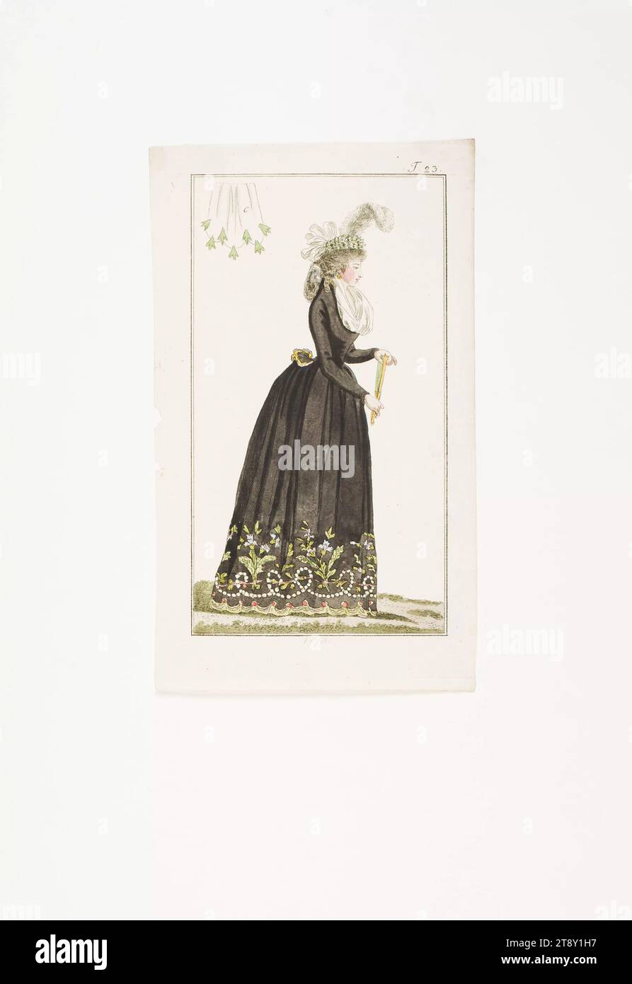 Fashion picture: 'Young, German lady', Unknown, 1793, paper, colorised ...
