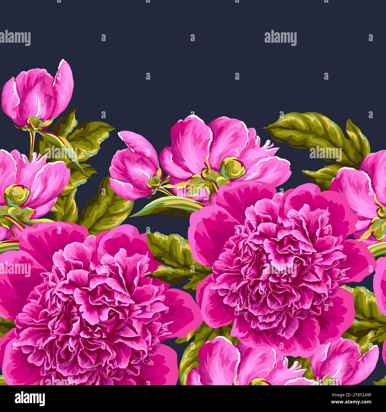 Border with realistic pink peonies. Vector Stock Vector Image & Art - Alamy