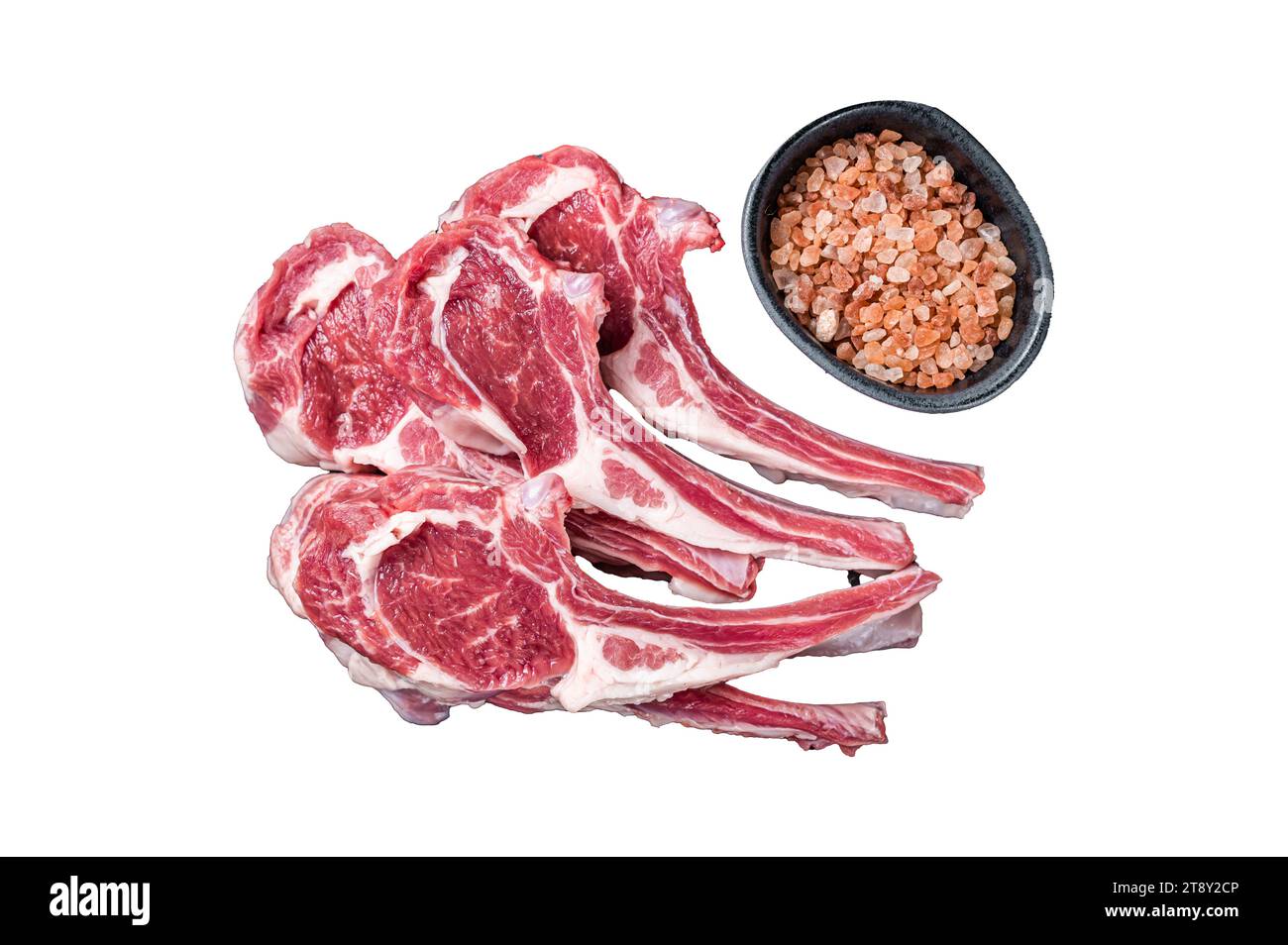 Uncooked lamb mutton chops, raw meat steaks. Isolated, white background ...