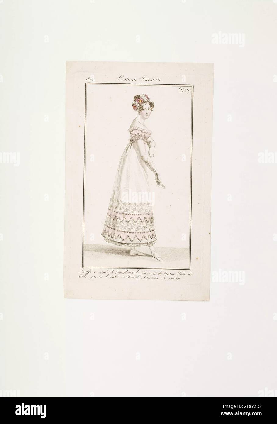 Fashion plate: 'French lady with flowered ball gown', Unknown, 1819 ...