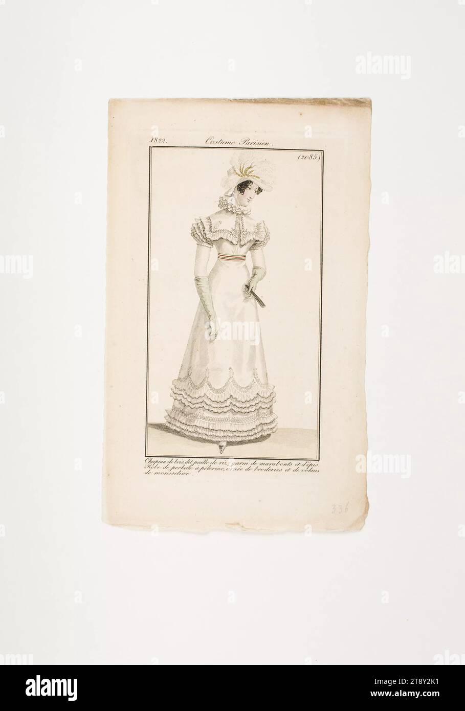 Fashion picture: 'French lady with feathered hat, white robe with ...