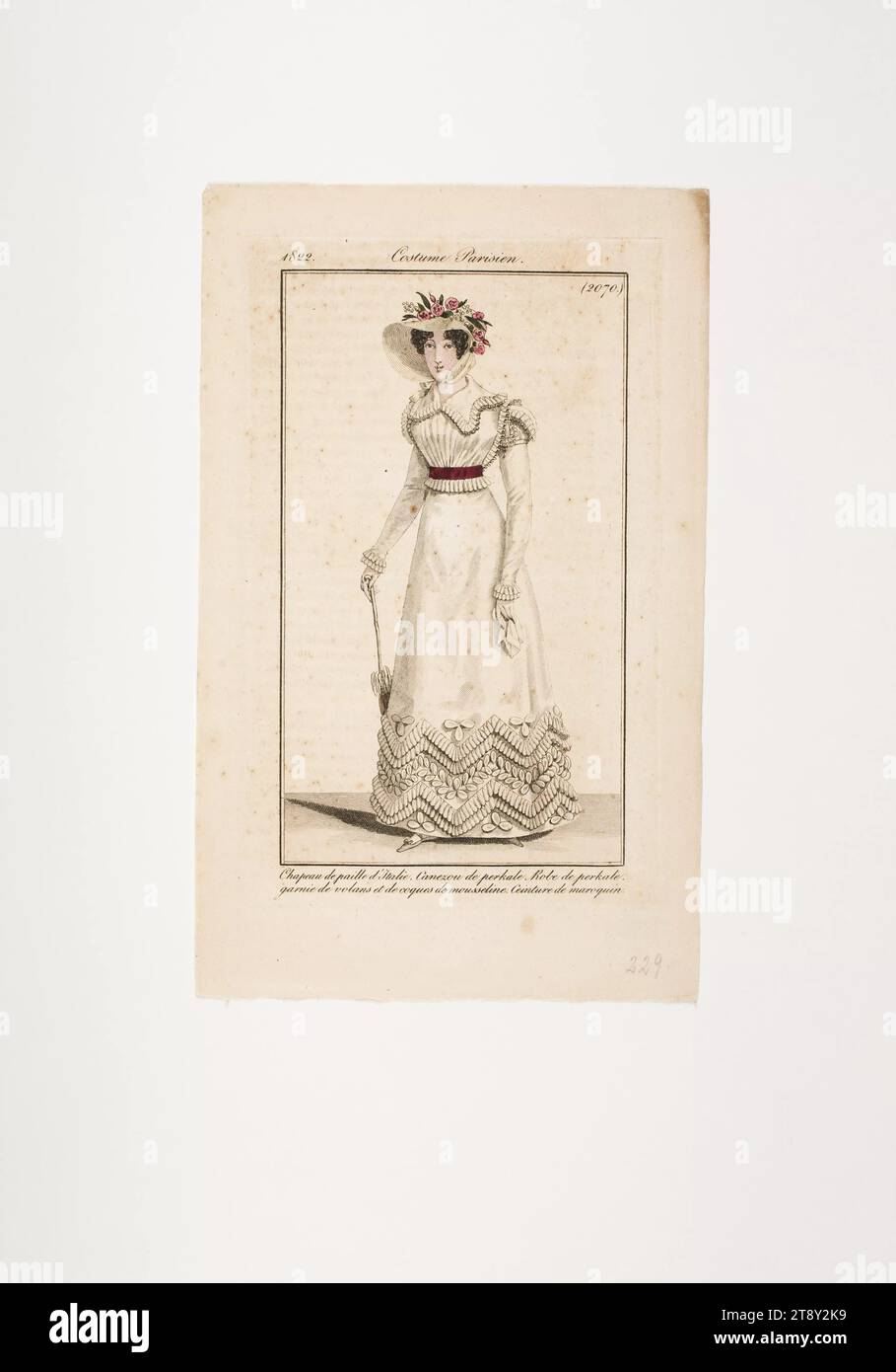 Fashion plate: 'French lady with Italian straw hat, umbrella and ...