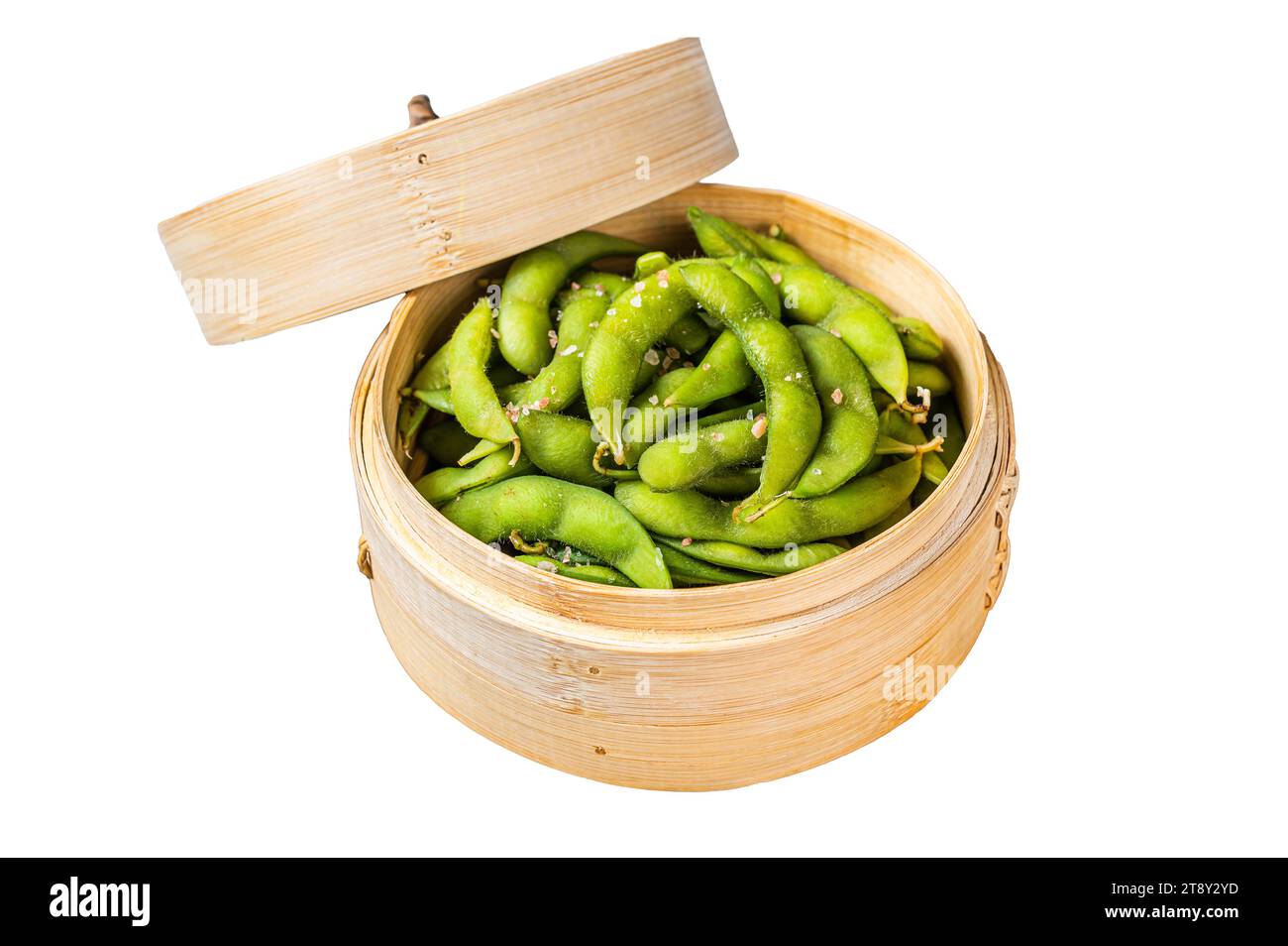 Steamed Edamame Beans with sea salt, soy beans. Isolated, white ...