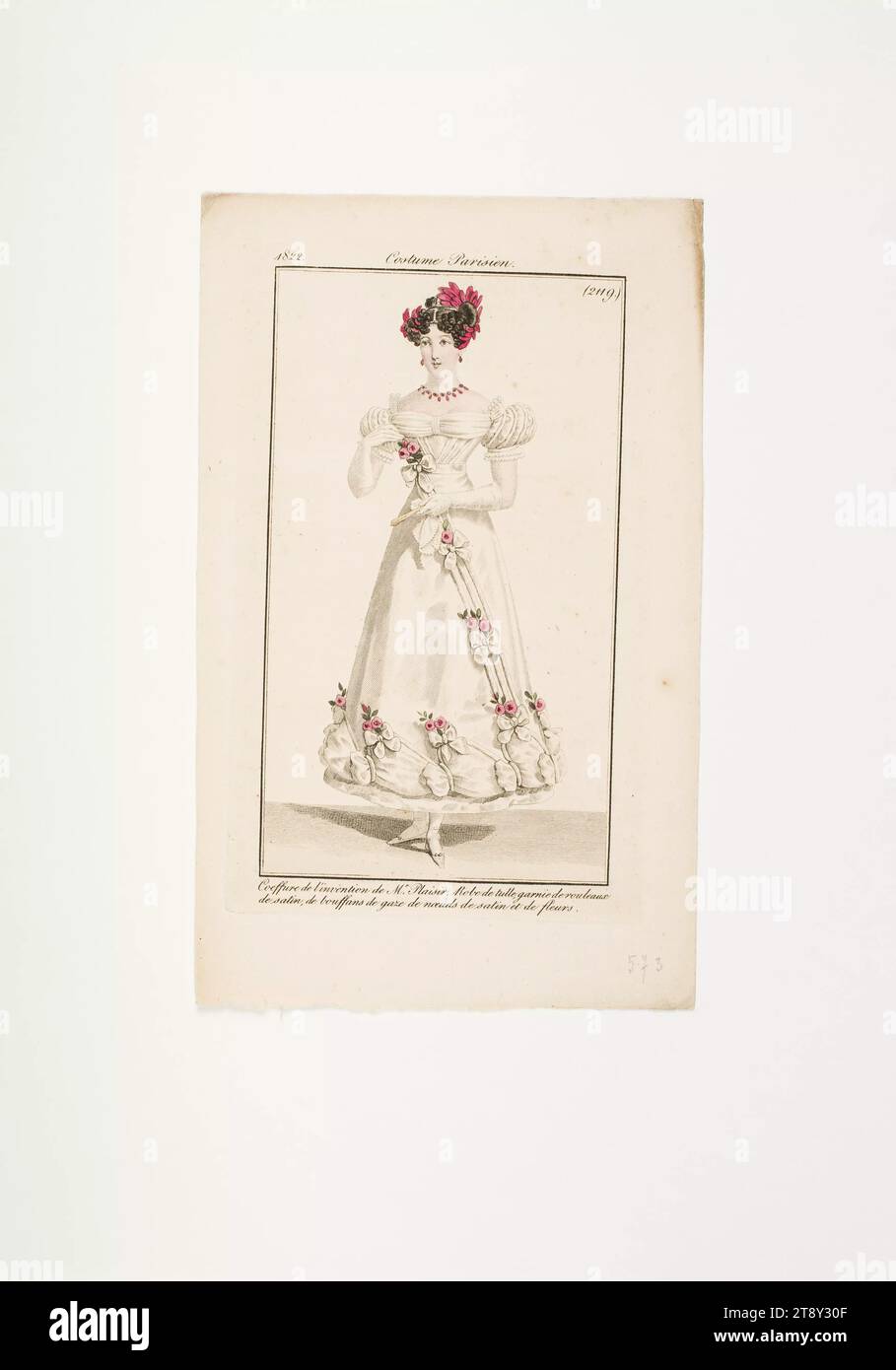 Fashion picture: 'Parisian lady with flowered festive hairstyle, ball ...