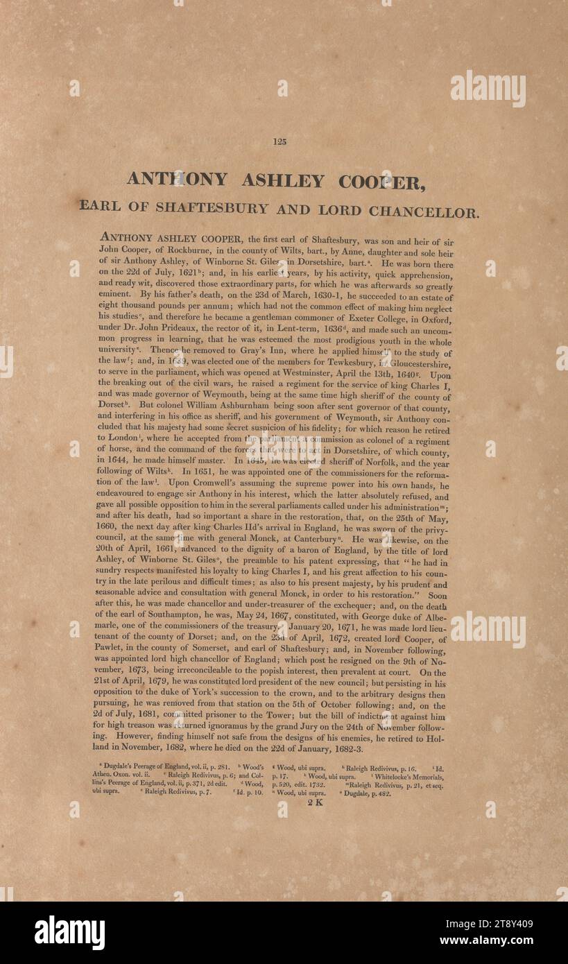 Anthony Ashley Cooper, Earl of Shaftesbury and Lord Chancellor ...
