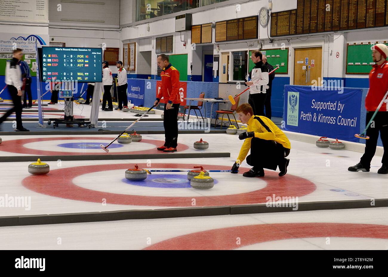 PERTH, SCOTLAND - 21 NOVEMBER 2023: Action from the European Curling ...